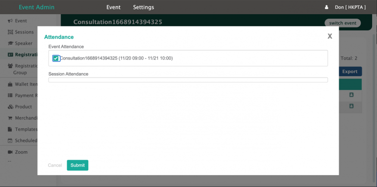 Attendance module – PT Booking